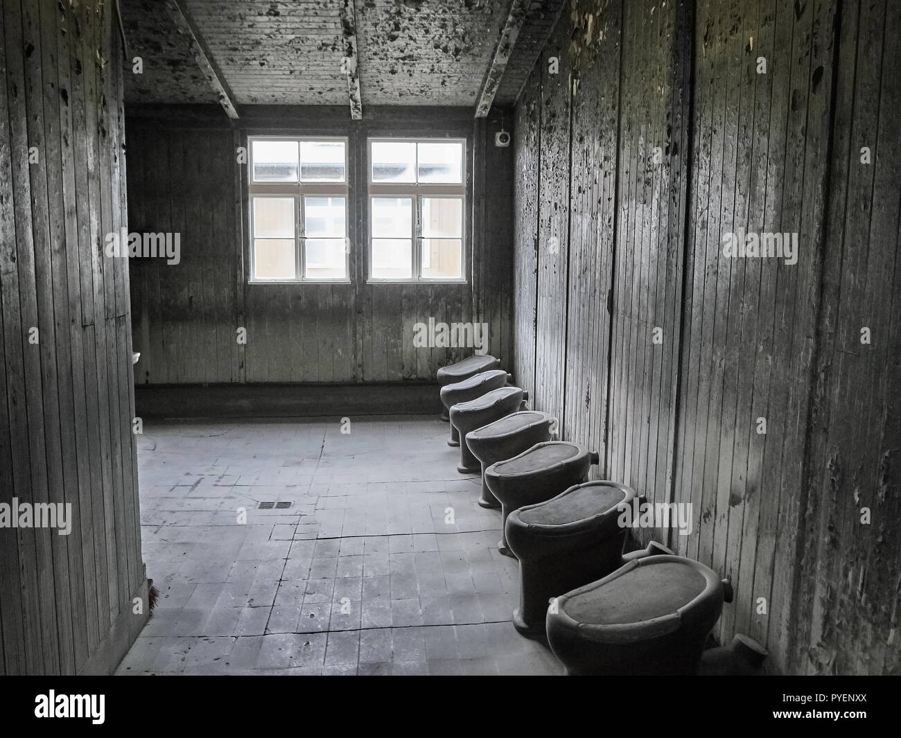 Orianenburg, Germany - December 12, 2017: View of a common toilet ...