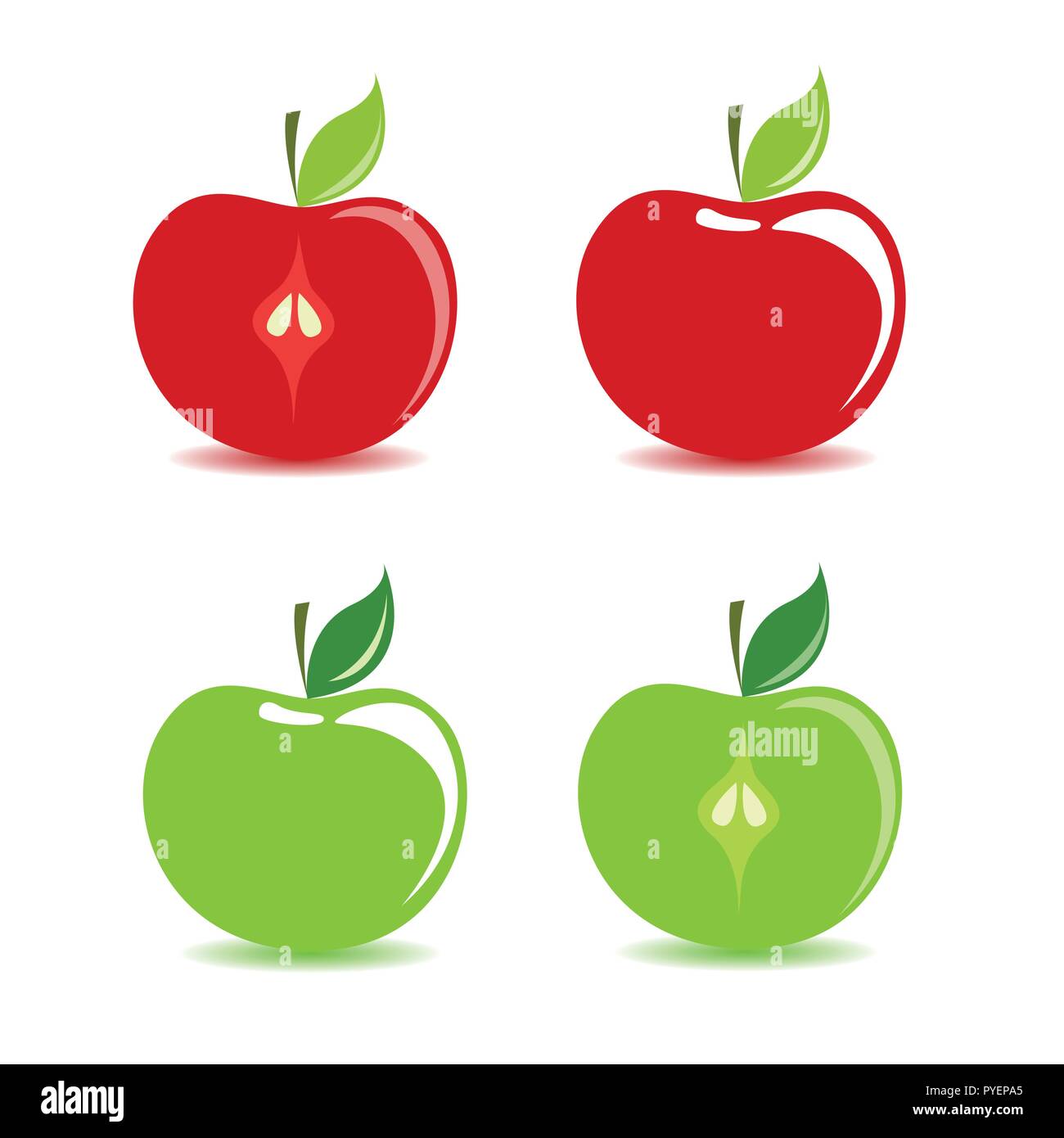 red and green apple icon on white background vector illustration EPS10 ...