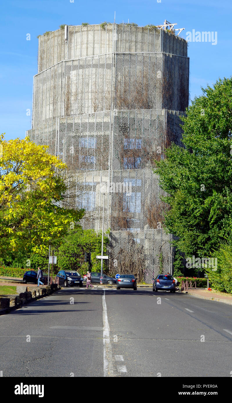 Water-tower built on a traffic roundabout disguised as a Tower of Babel ...