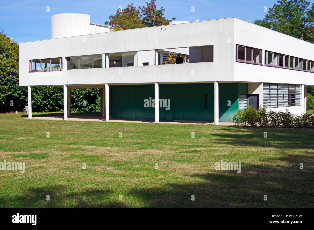 Exterior of Le Corbusier’s iconic Villa Savoye, pioneering work in the ...