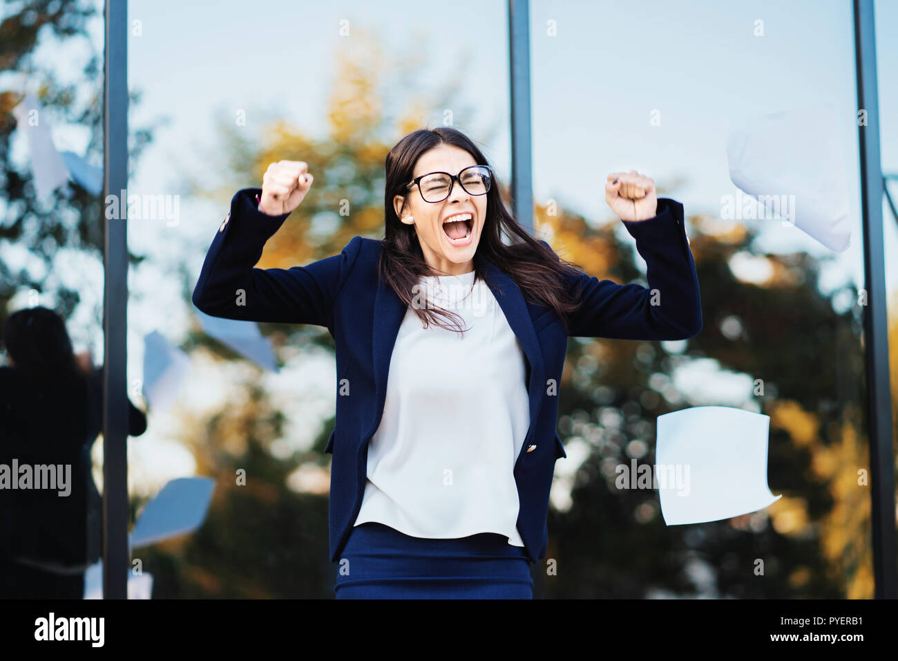 Angry furious female businesswoman screaming in anger. Stress ...