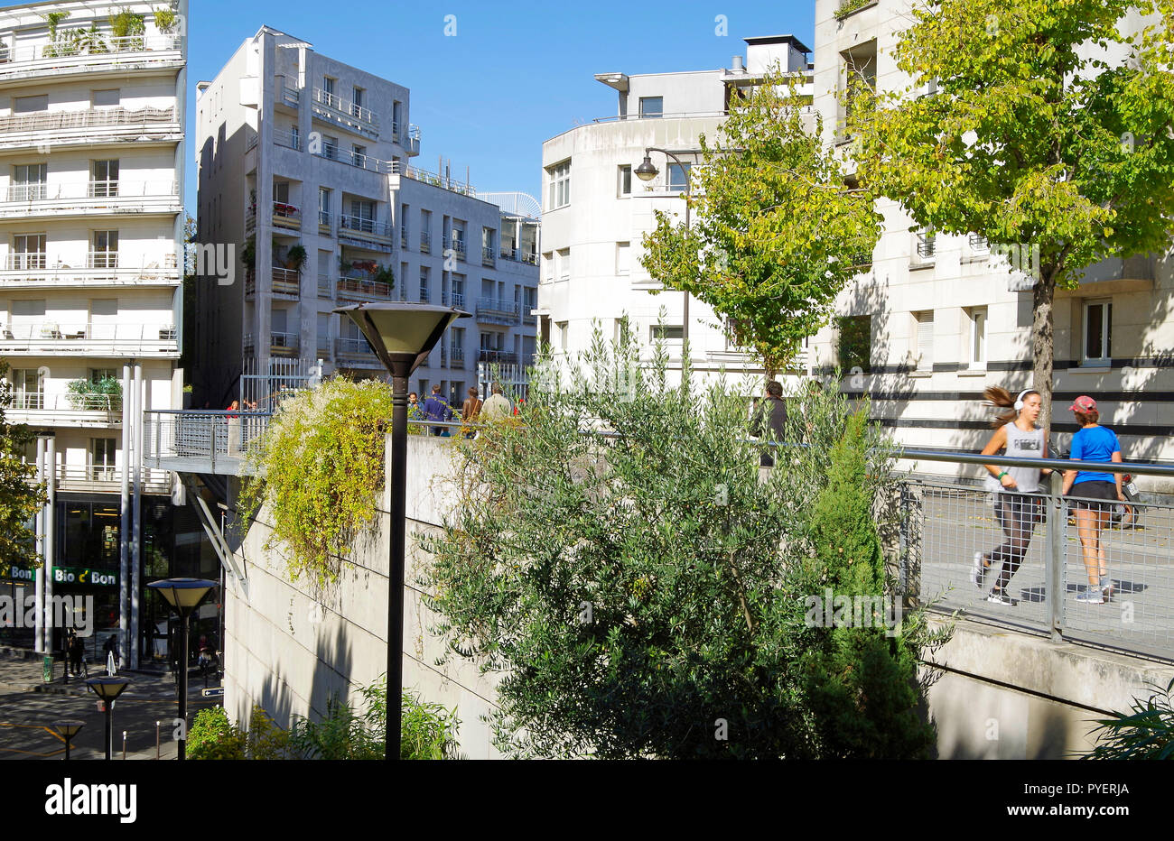 Paris France, Promenade Plantée, cutting through new residential ...