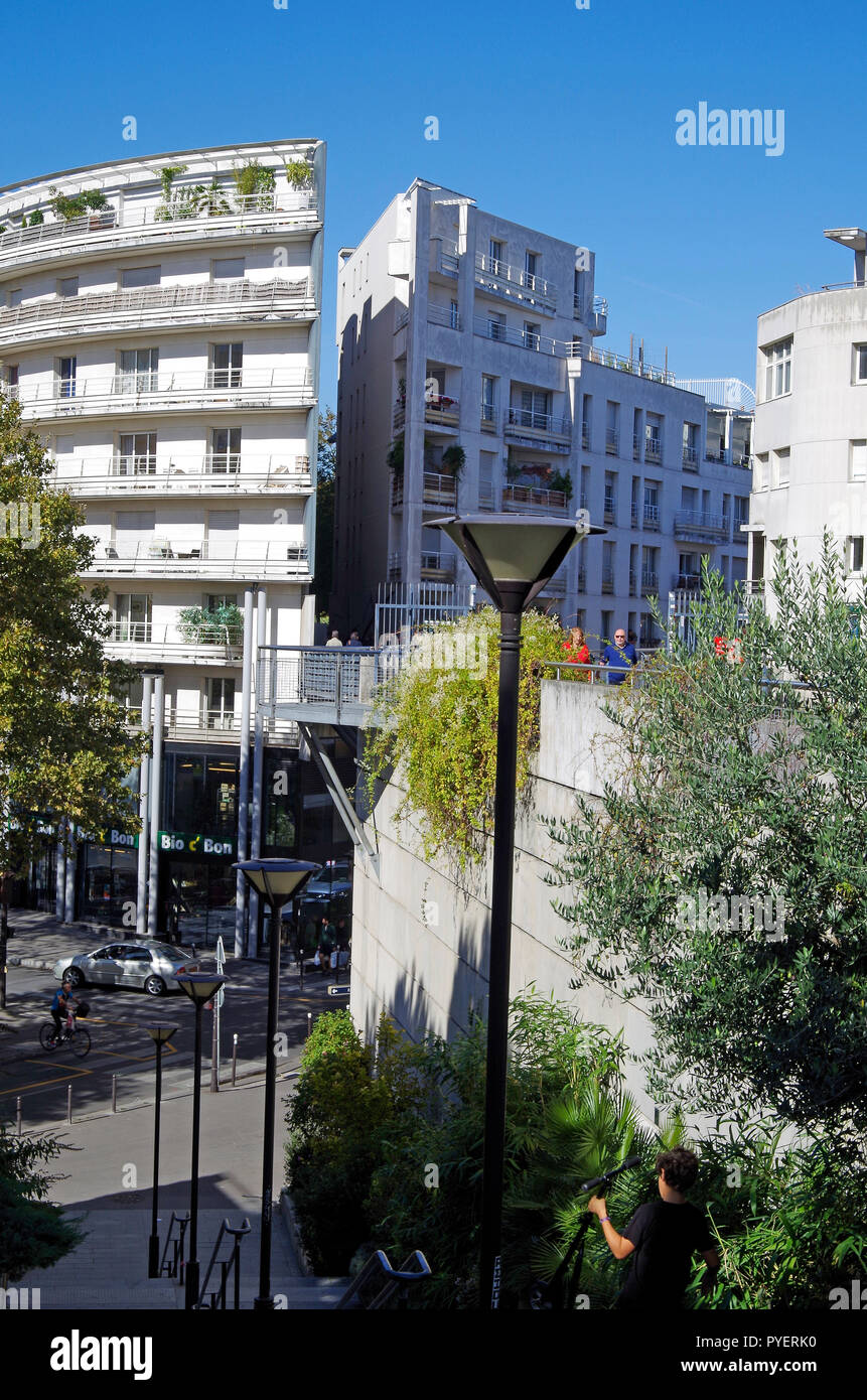 Paris France, Promenade Plantée, cutting through new residential ...