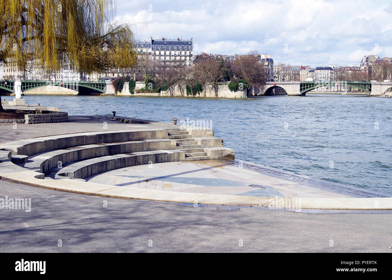 Paris, France, the western end of the Ile St Louis and the two parts of ...