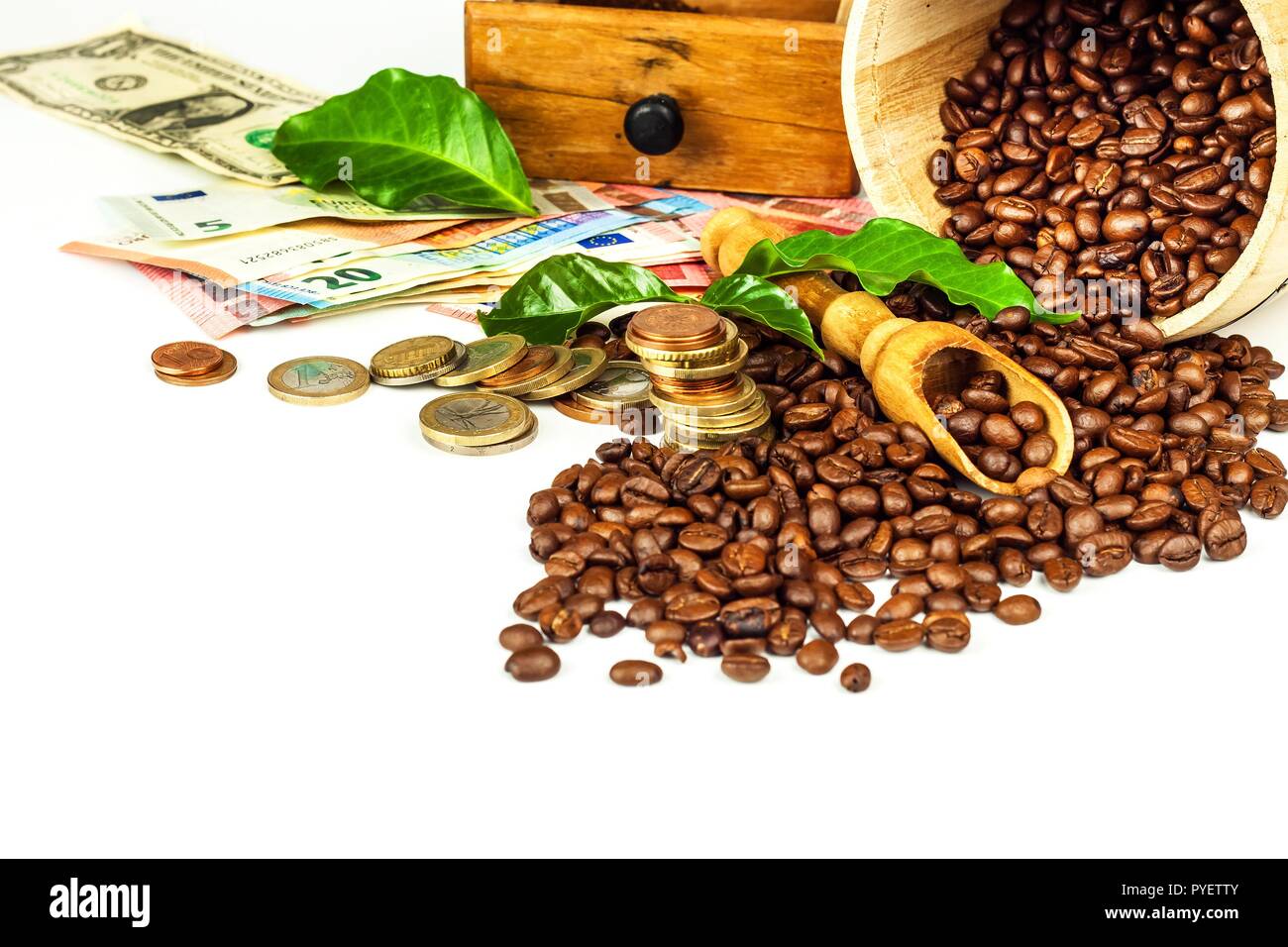 Cafe coin bean coffee money hi-res stock photography and images - Alamy