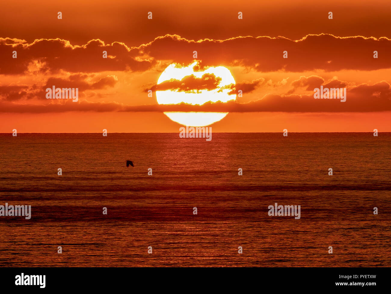 The sun sets over the Mediterranean sea at Paphos, Cyprus Stock Photo ...