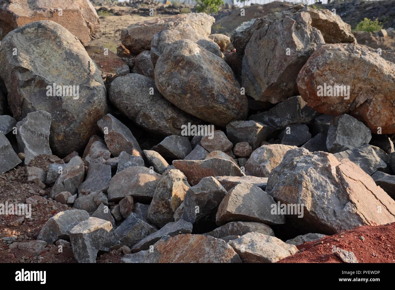 pile of rock at construction site Stock Photo - Alamy