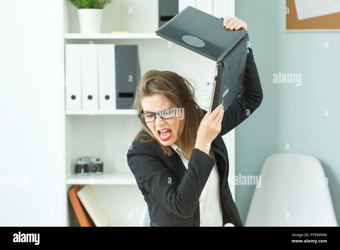 Stress, office and people concept - stressed angry business woman ...