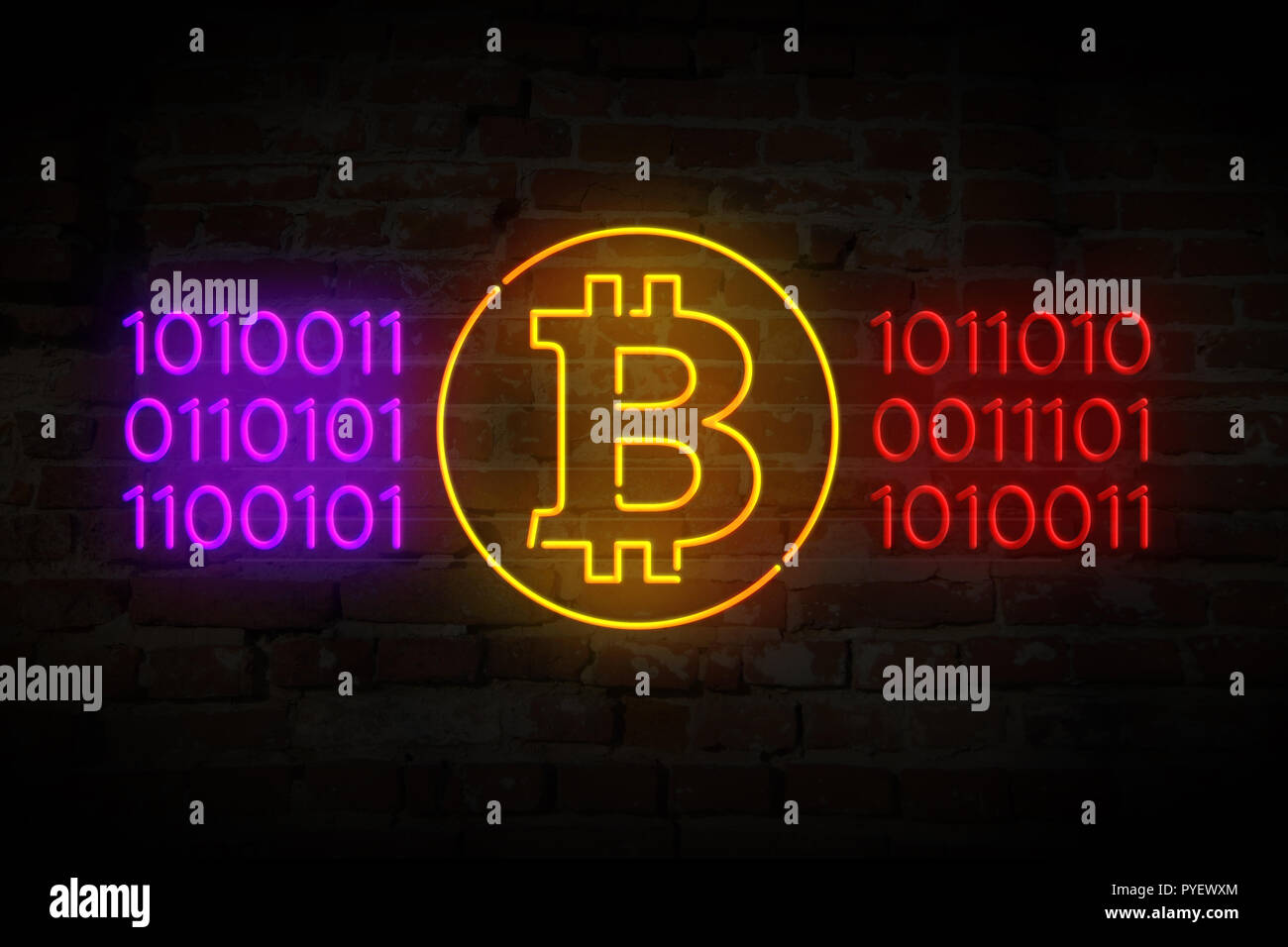 Bitcoin mining concept neon lights hi-res stock photography and images - Alamy