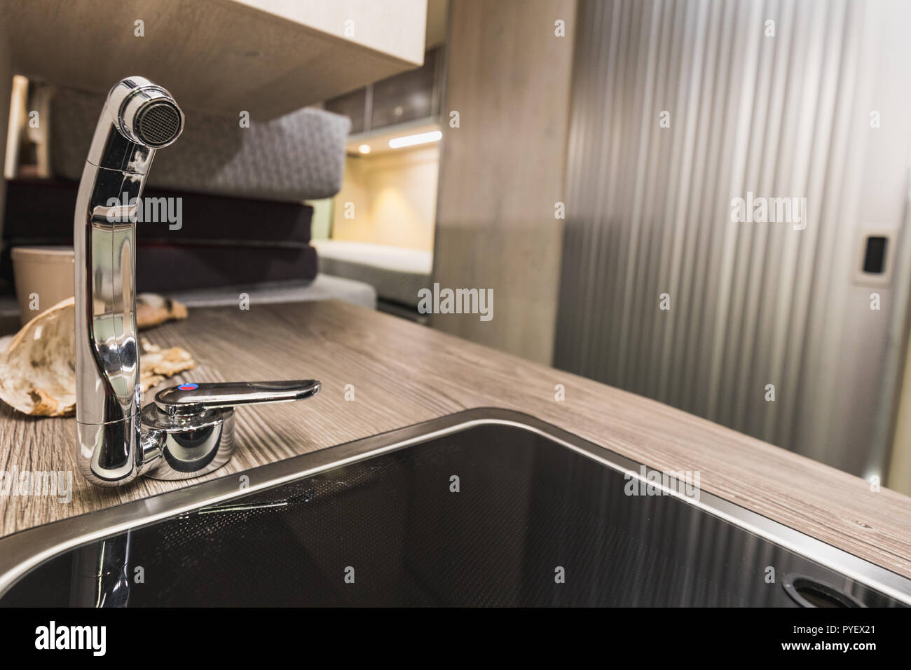 detailed view of a water tap in a caravan, switzerland Stock Photo - Alamy