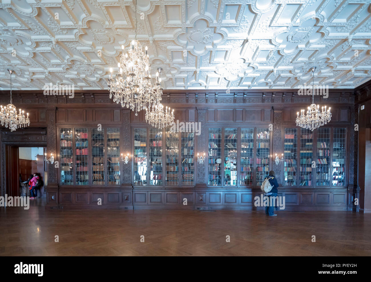 bookshelves in library, Casa Loma Gothic Revival style mansion and ...