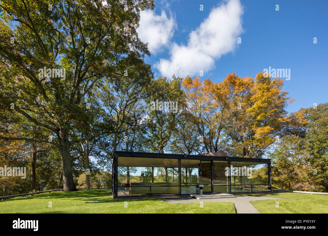 The Glass House, or Johnson house, built in 1949, is now a historic ...