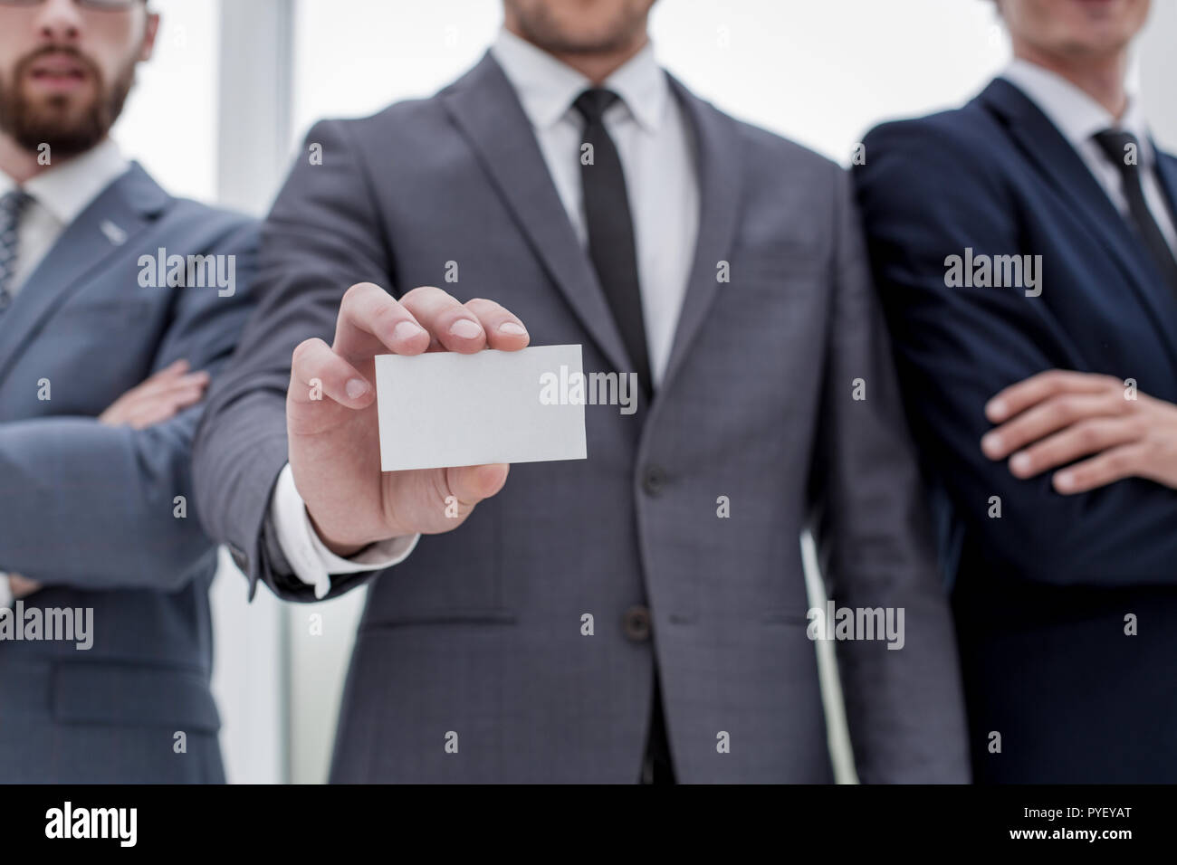 business team leader showing business card Stock Photo - Alamy