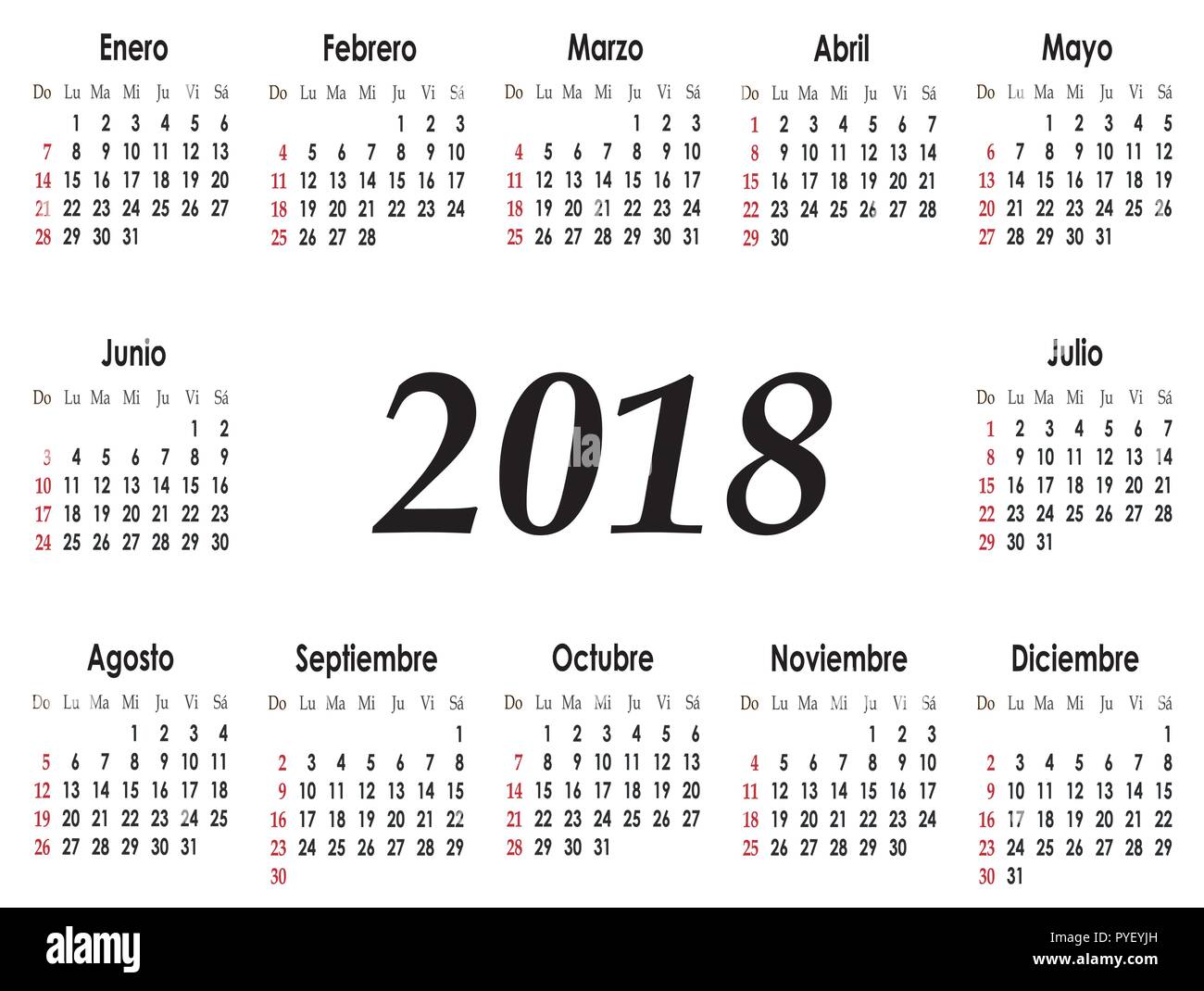 Simple calendar Layout for 2018 year, vector, illustration Stock Vector ... Simple calendar Layout for 2018 year, vector, illustration Stock Vector ...