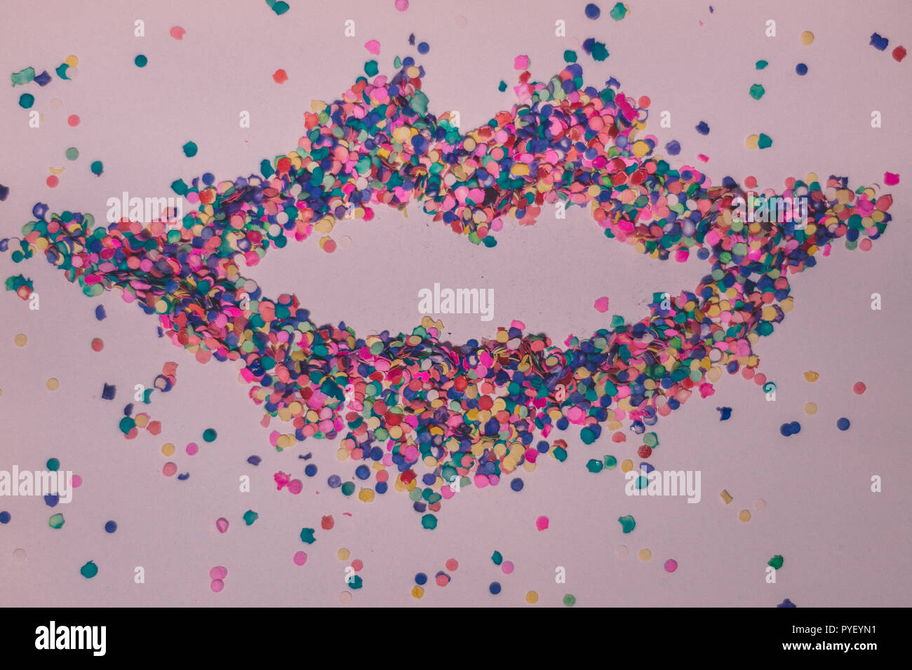 Confetti shaped woman lips on isolated white background to fill Stock ...