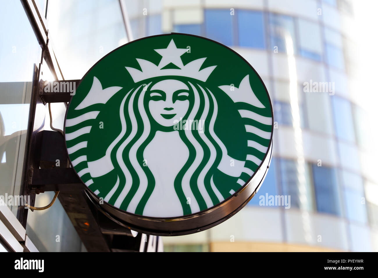 Paris, France - October 16, 2018: Starbucks Coffee Shop Mermaid Logo Is ...