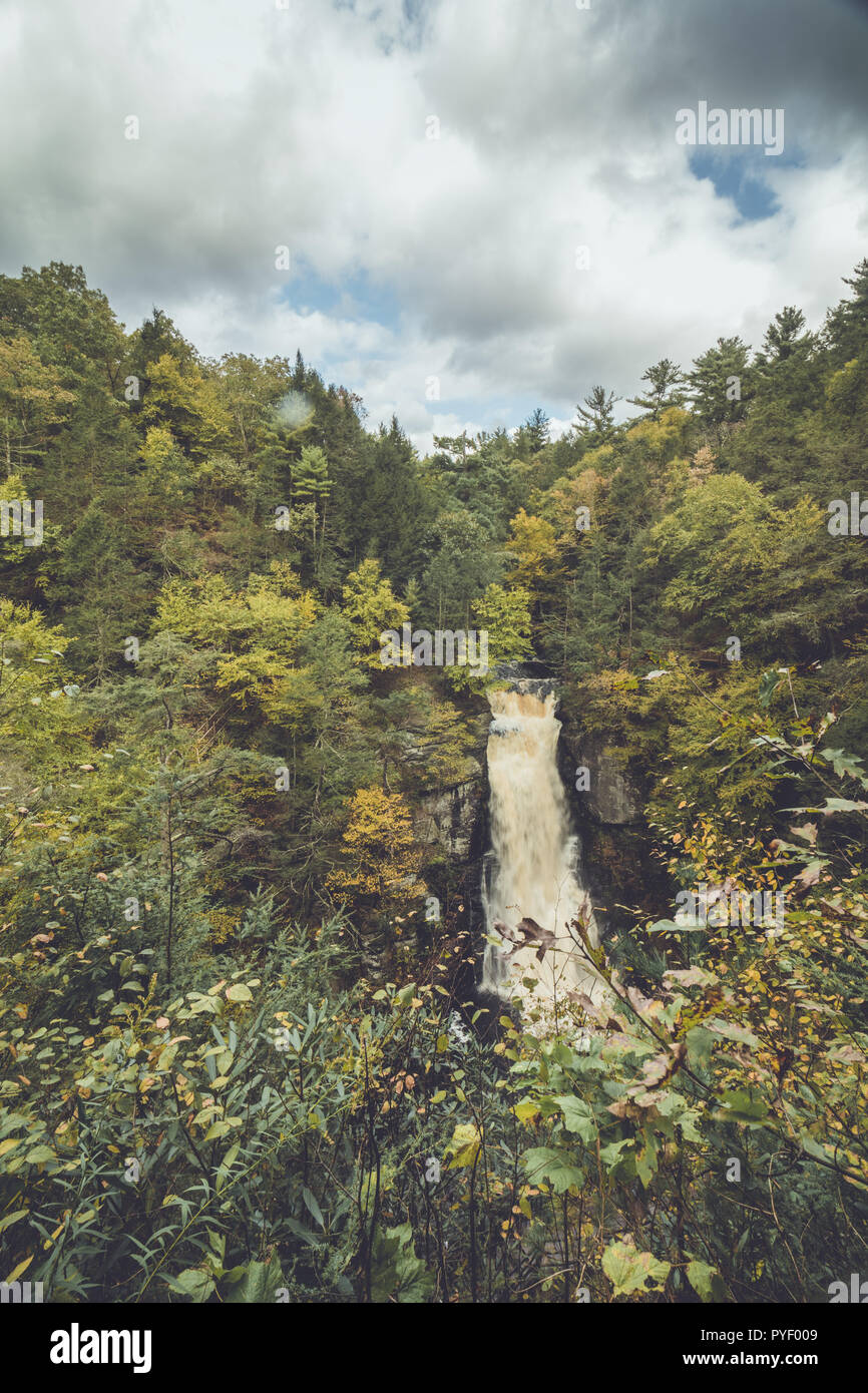 Top view of Main Falls at Bushkill Falls in Poconos, PA, surrounded by ...