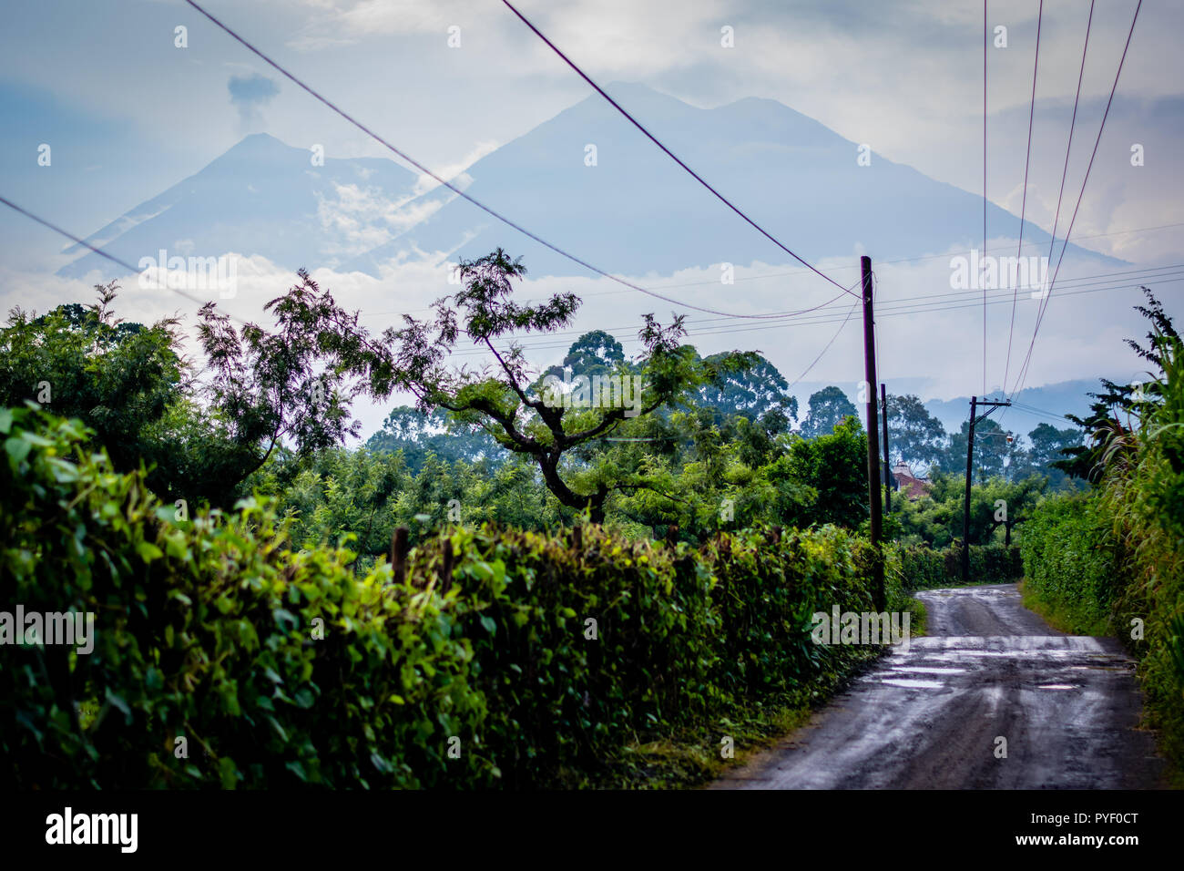 dirt road and volcano Stock Photo - Alamy