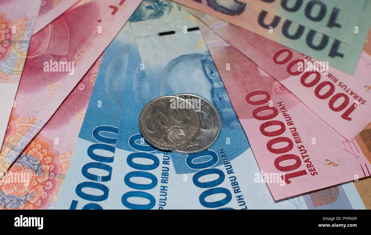 colorful Indonesia banknotes stacked Stock Photo - Alamy