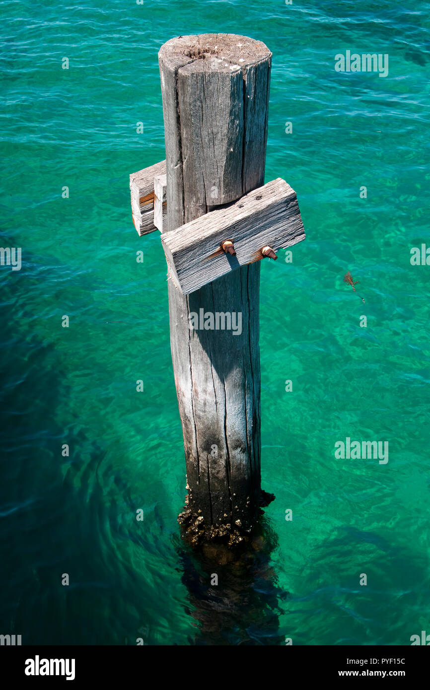Busselton Austrlalia, abandoned pier pylon Stock Photo - Alamy