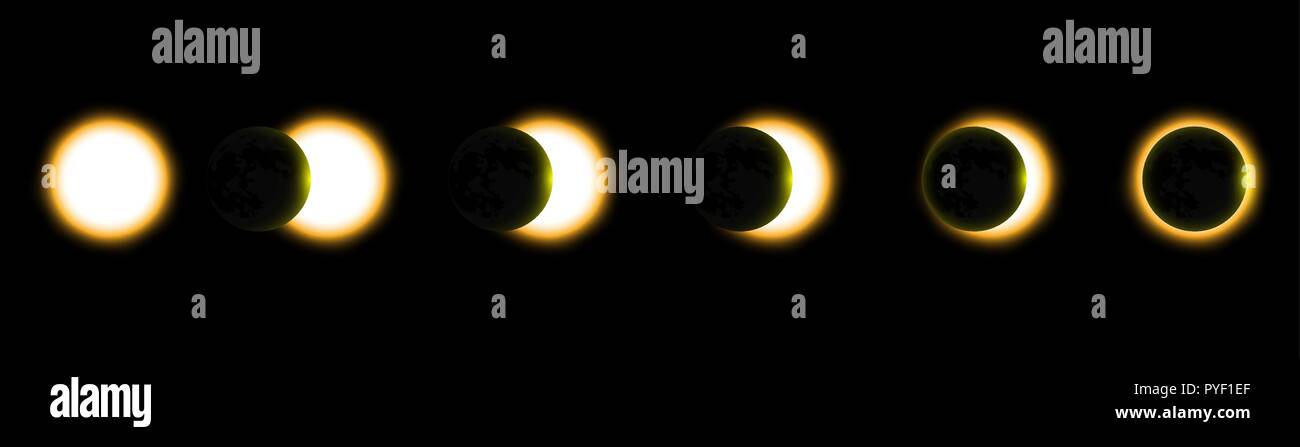 total solar eclipse, eclipse of the sun . Vector illustration Stock ...