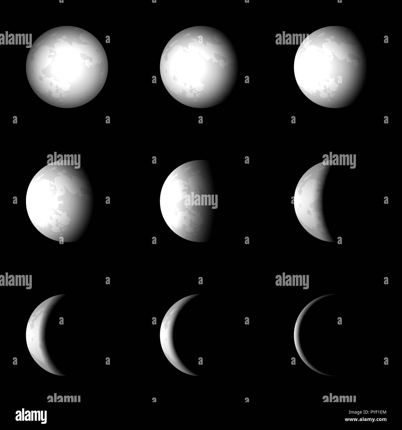 Vector moon phase set illustration Stock Vector Image & Art - Alamy