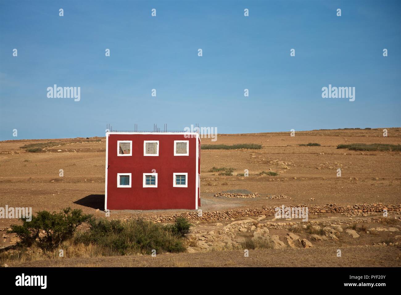 Red House on hill, Morocco Stock Photo - Alamy