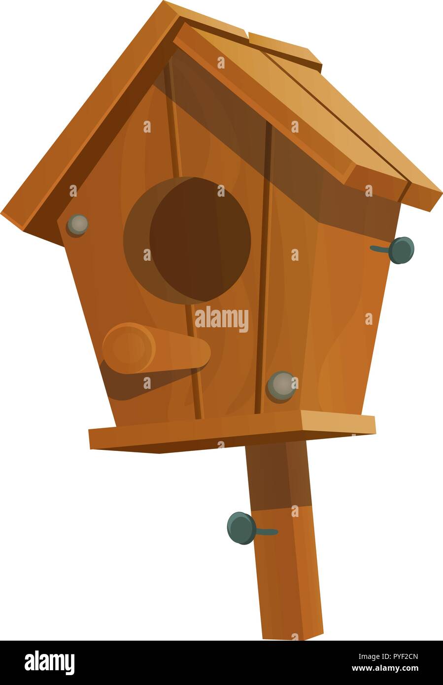 Cartoon birdhouse isolated on white background. Vector cartoon close-up ...