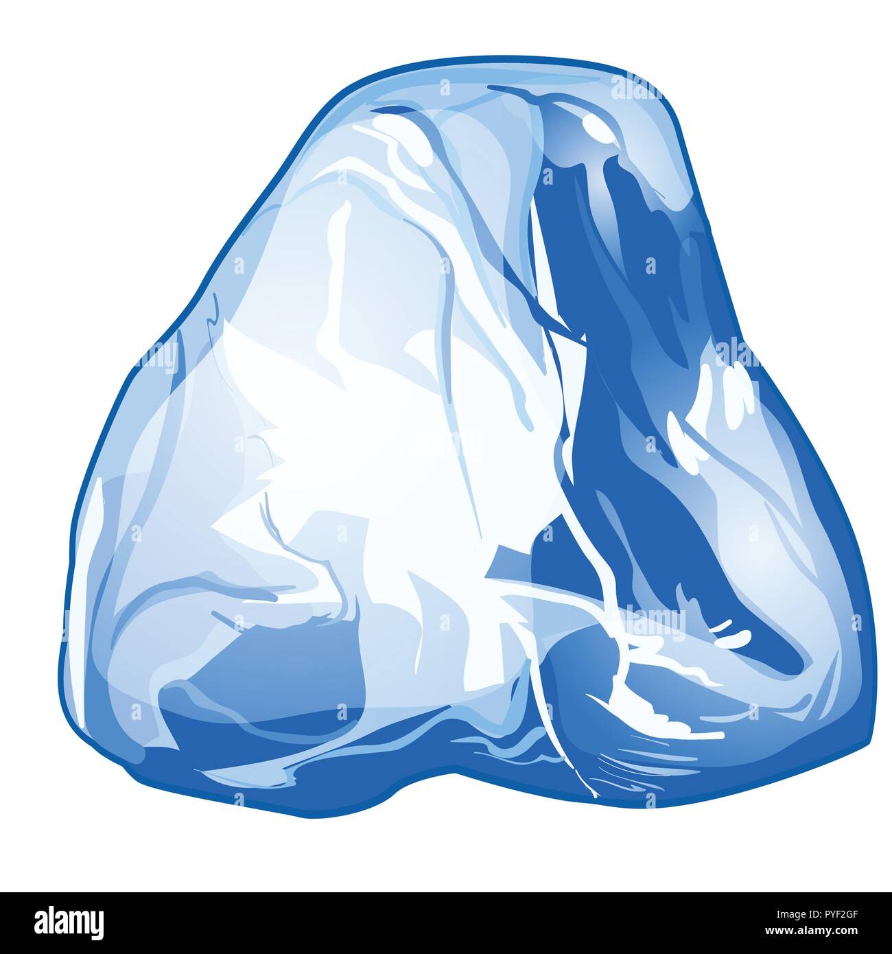 Single chunk of ice isolated on a white background. Vector illustration ...