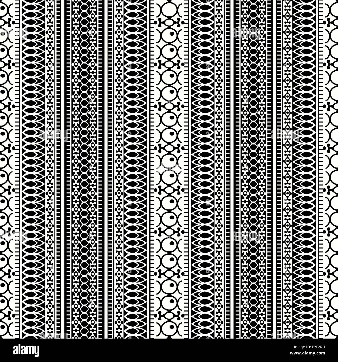 Abstract ethnic seamless pattern, vector illustration, old monochrome ...