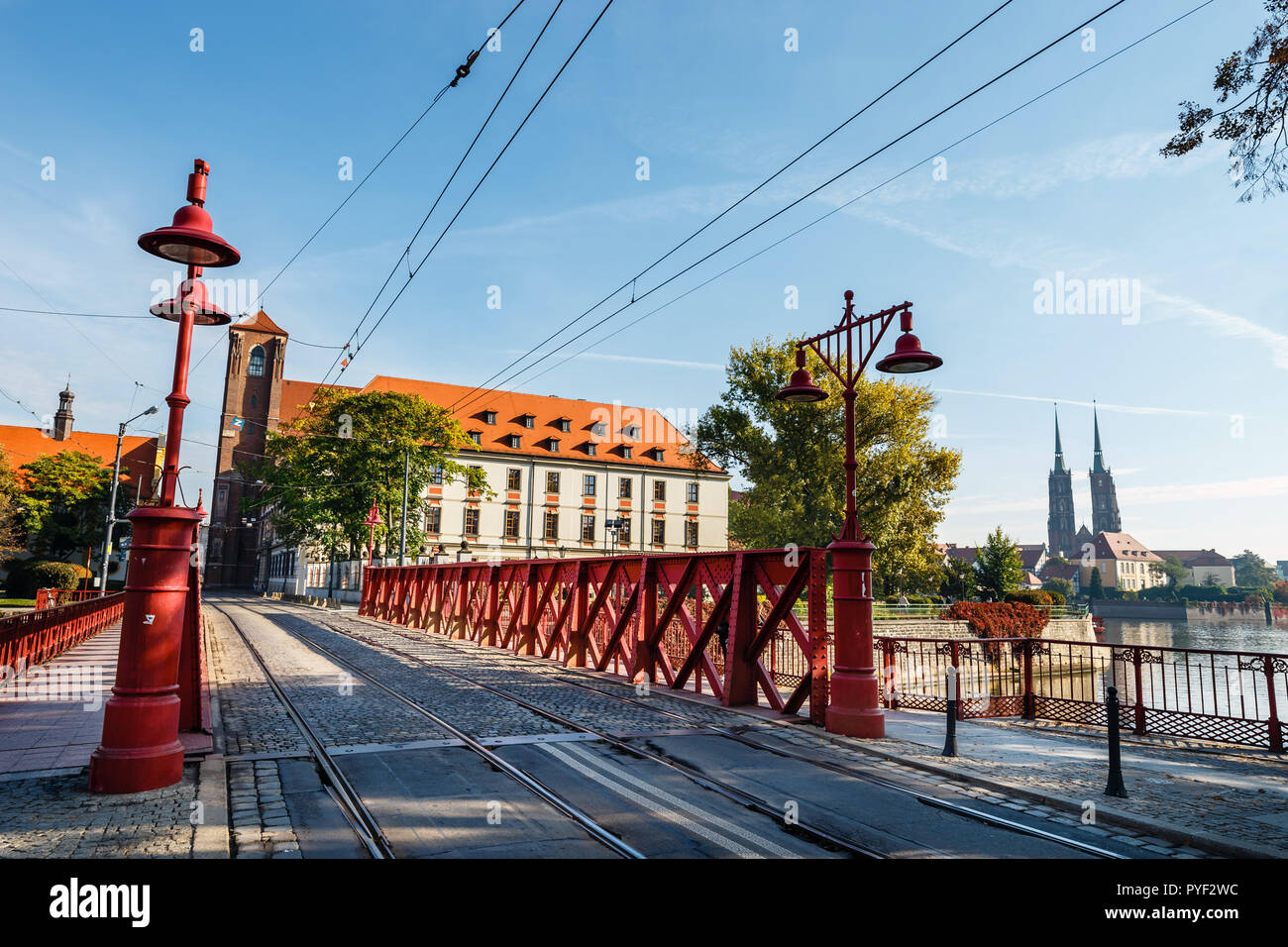 Sand Bridge over Odra river, Wroclaw, Poland Stock Photo - Alamy