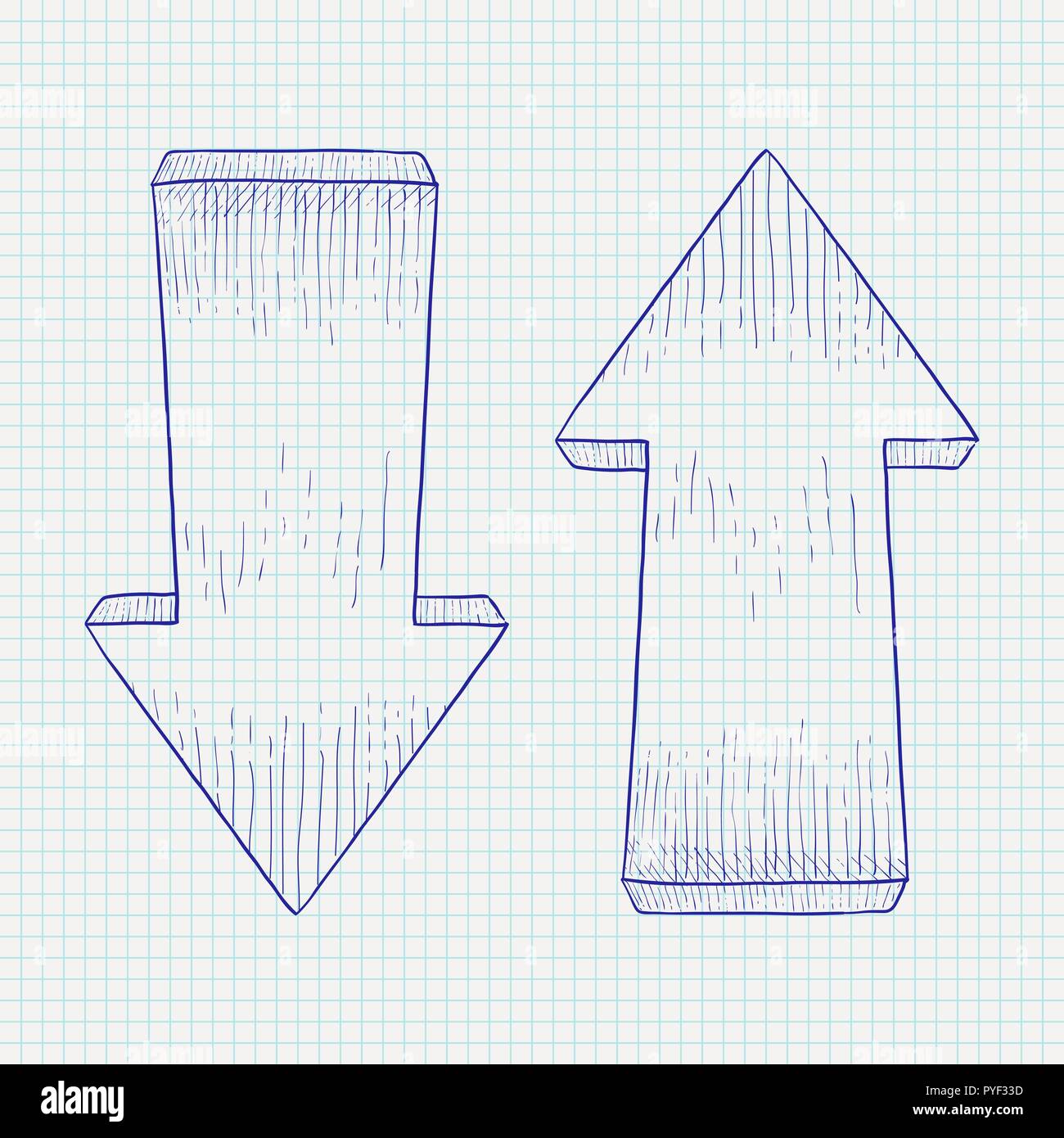 Arrow up and down. Hand drawn sketch Stock Vector Image & Art - Alamy