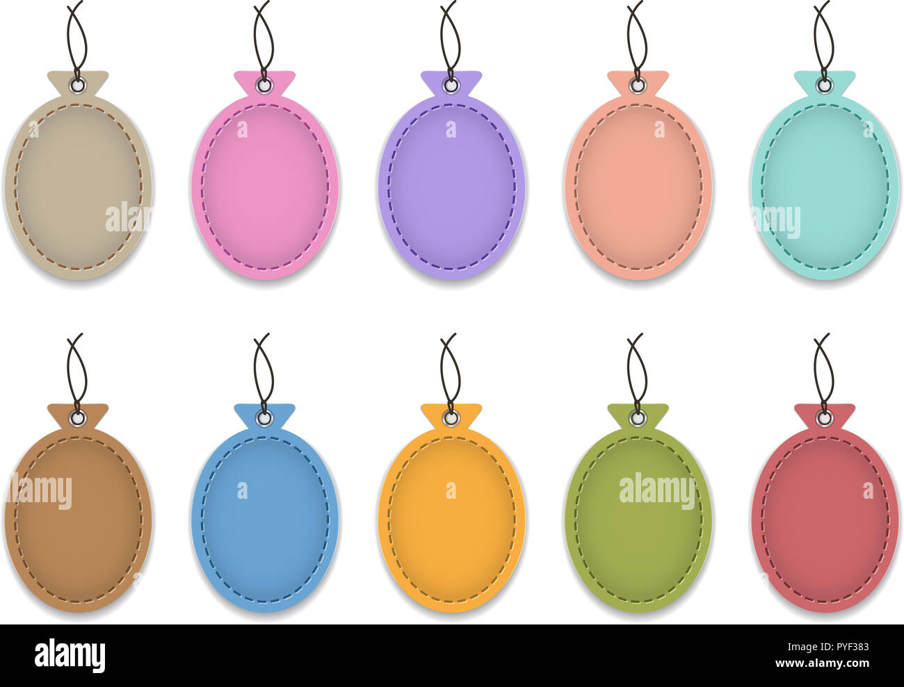Colorful blank leather labels in the shape of balloons. Price tags ...