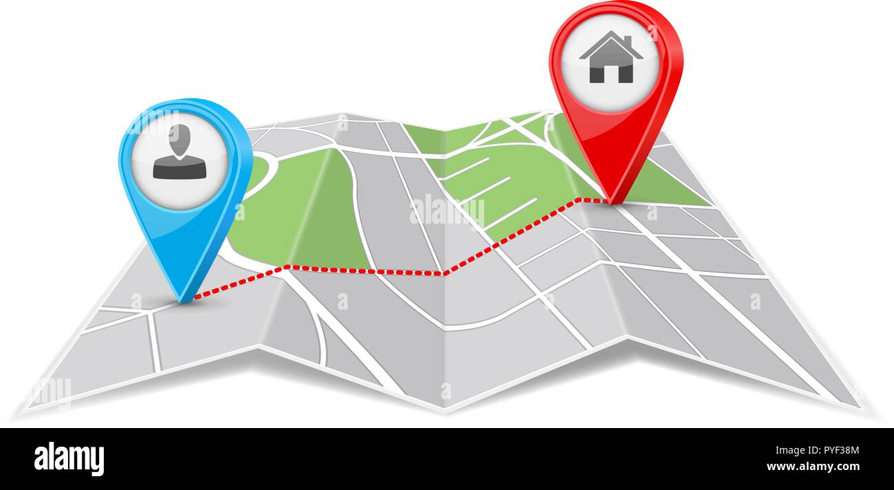 Abstract city map paper folded with destination route Stock Vector ... Abstract city map paper folded with destination route Stock Vector ...