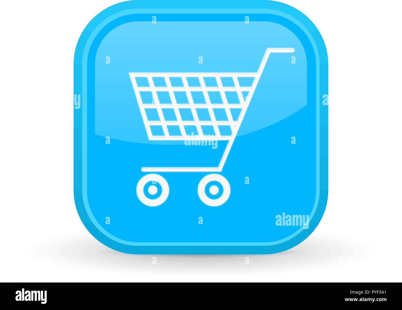 Shopping cart icon. Blue square shiny button Stock Vector Image & Art ...