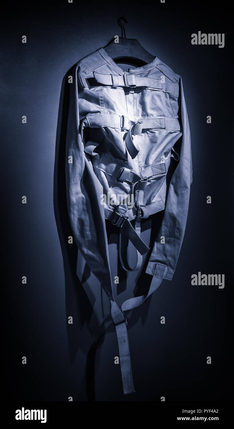 Old psychiatric straitjacket, mental hospital detail, psychosis Stock ...