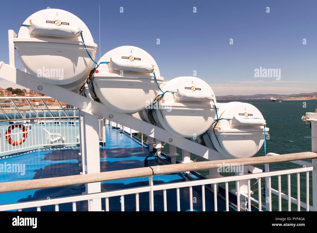 Life rafts on a cruise ship Stock Photo - Alamy
