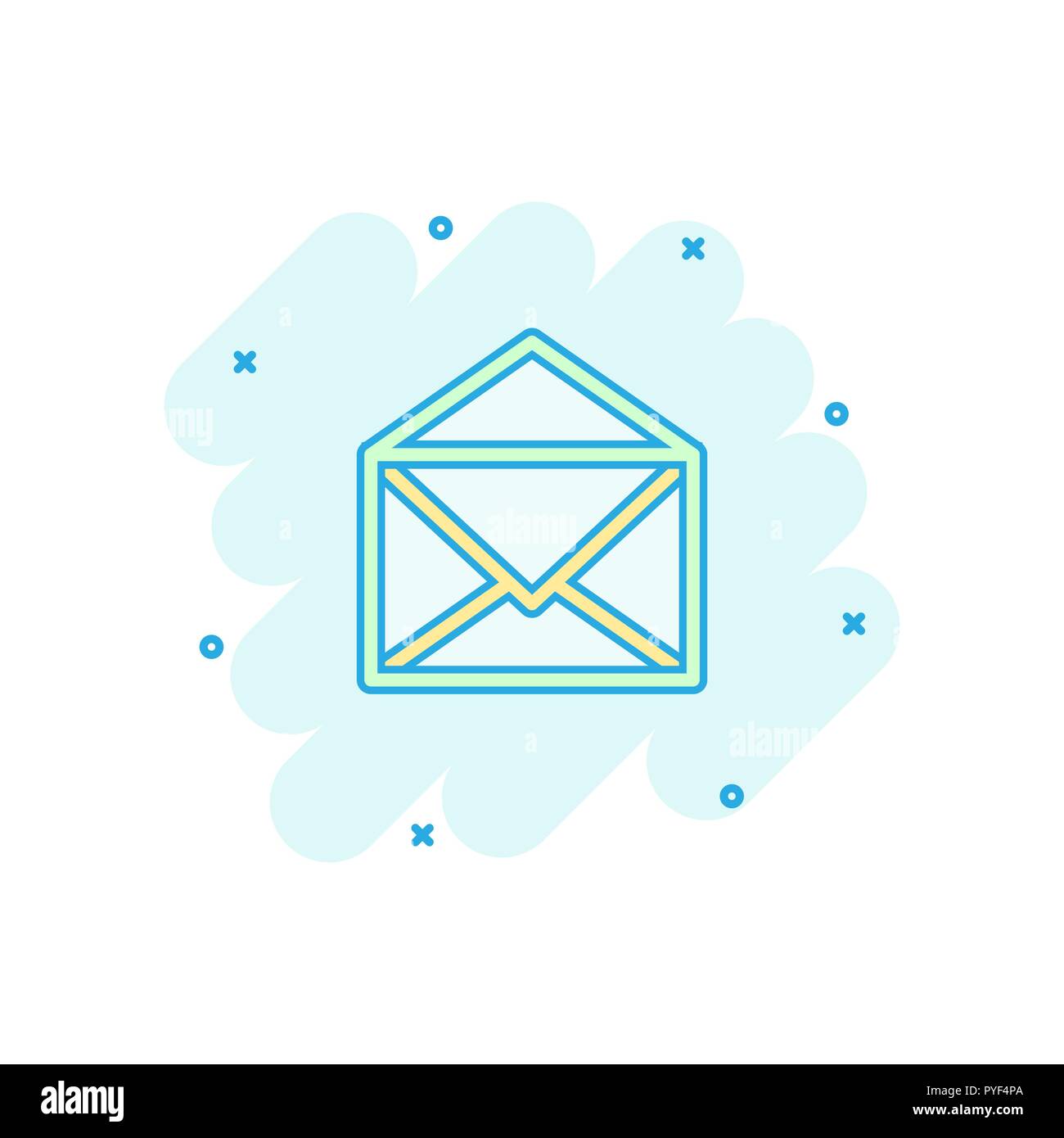 Vector cartoon mail envelope icon in comic style. Email sign ...