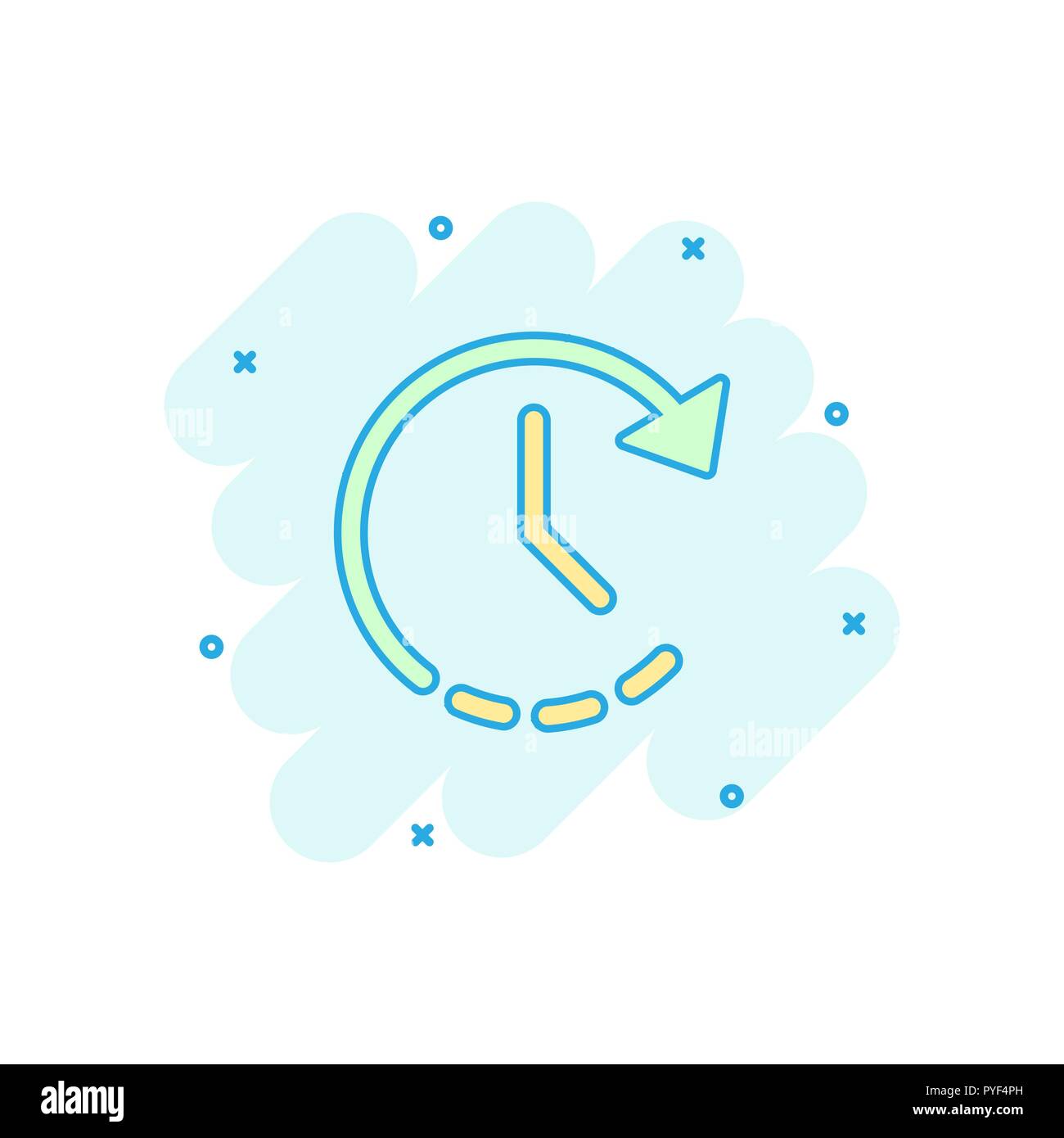 Vector cartoon clock time icon in comic style. Timer sign illustration ...