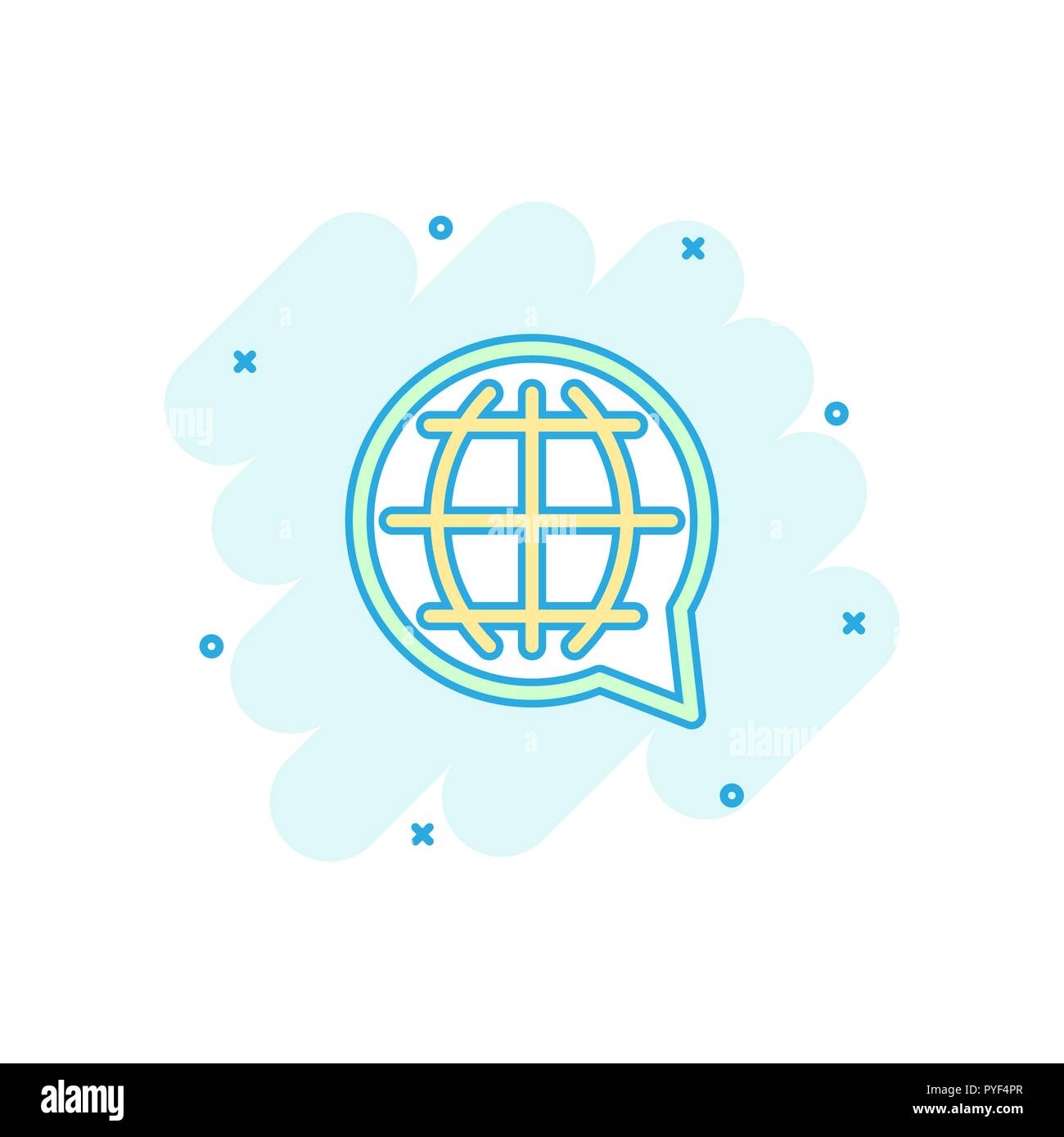 Vector cartoon choose or change language icon in comic style. Globe ...