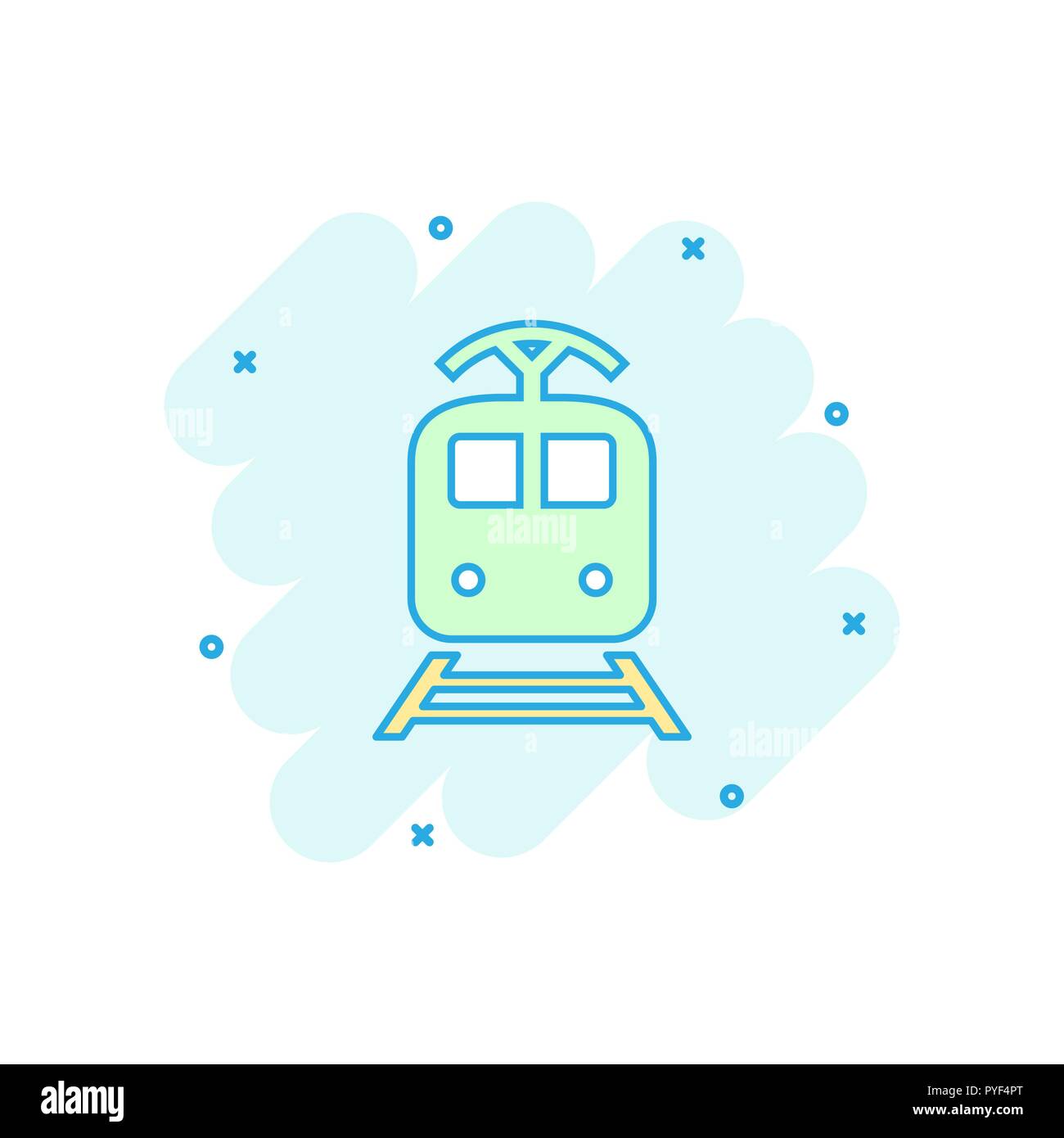 Vector cartoon train transportation icon in comic style. Train sign ...