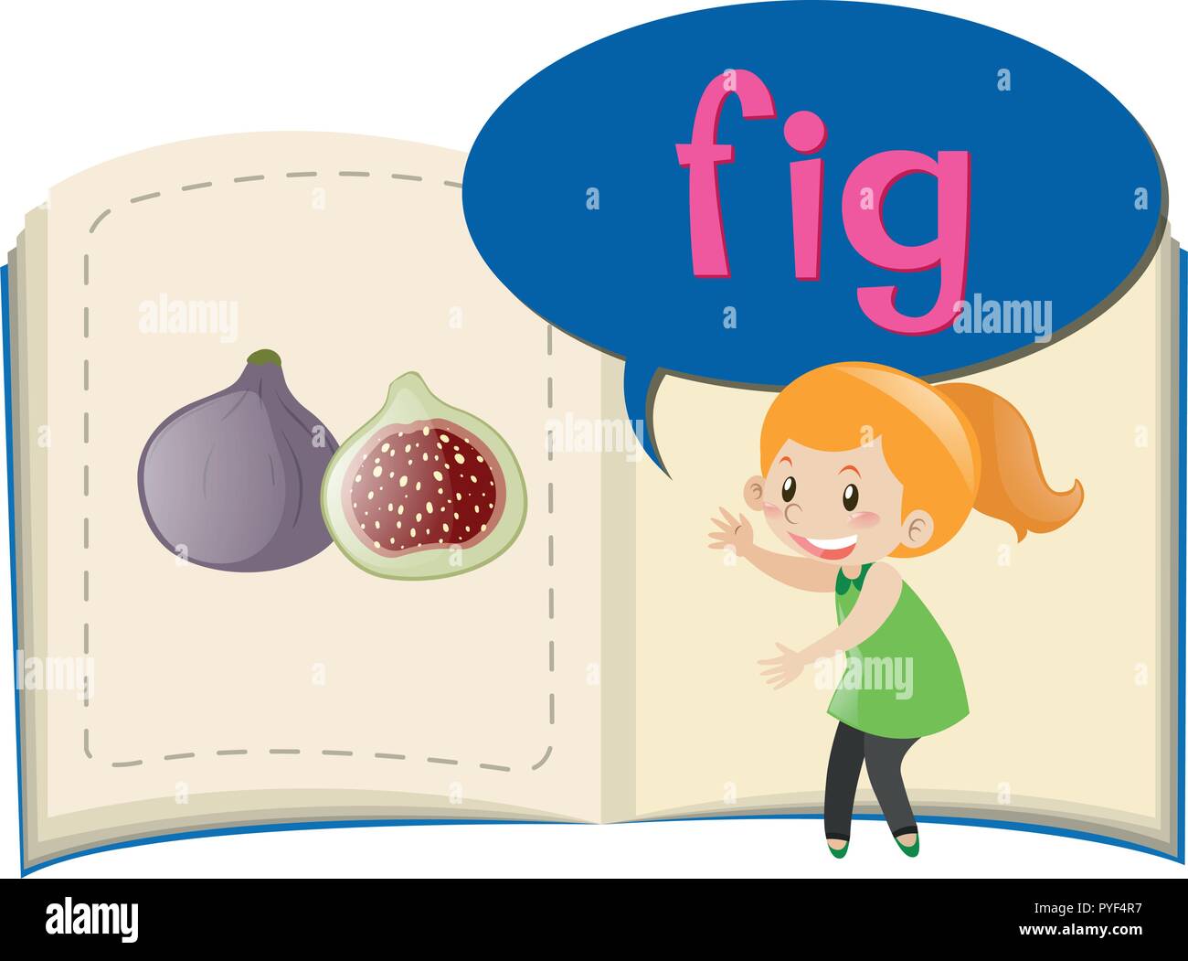 Girl and fig in the book illustration Stock Vector Image & Art - Alamy