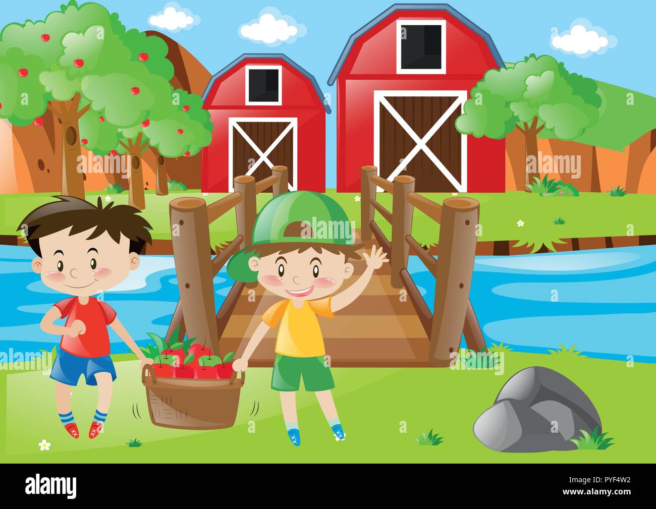 Boys farming Stock Vector Images - Alamy