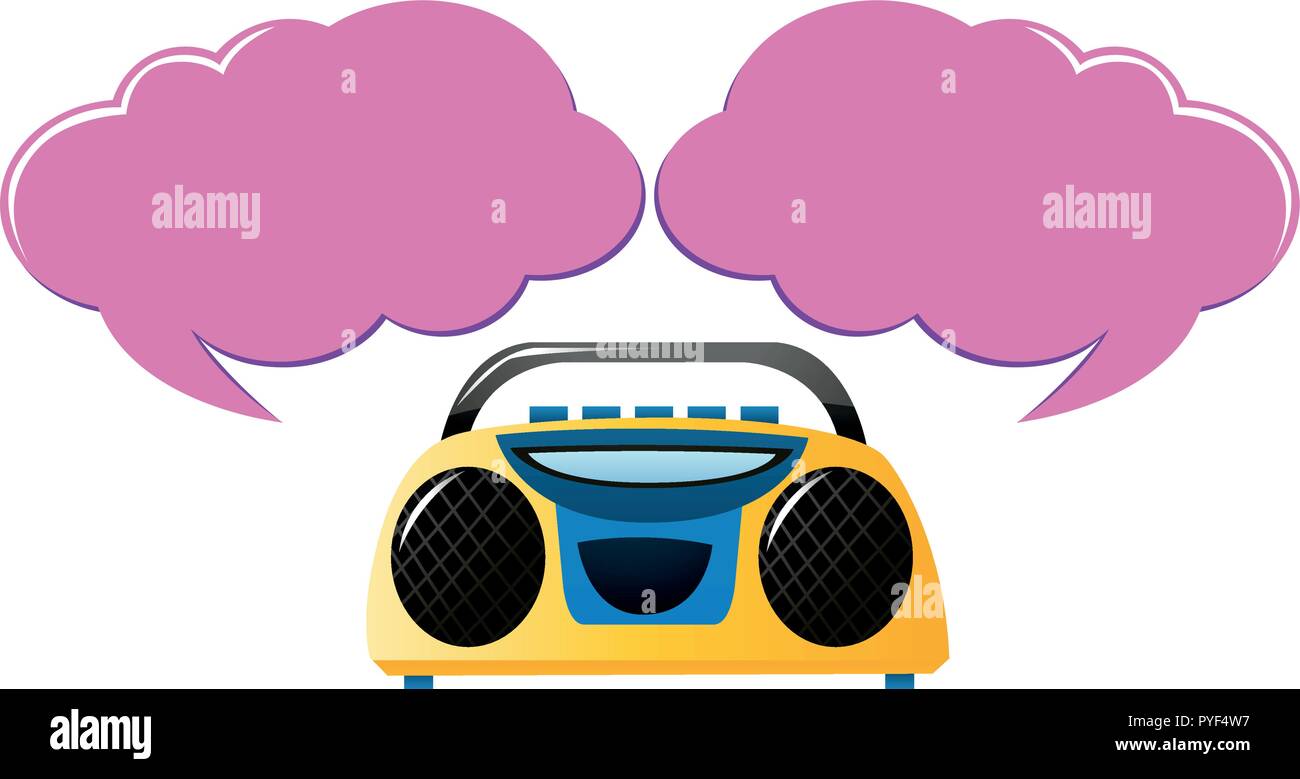 Yellow radio with two speech bubbles illustration Stock Vector Image ...