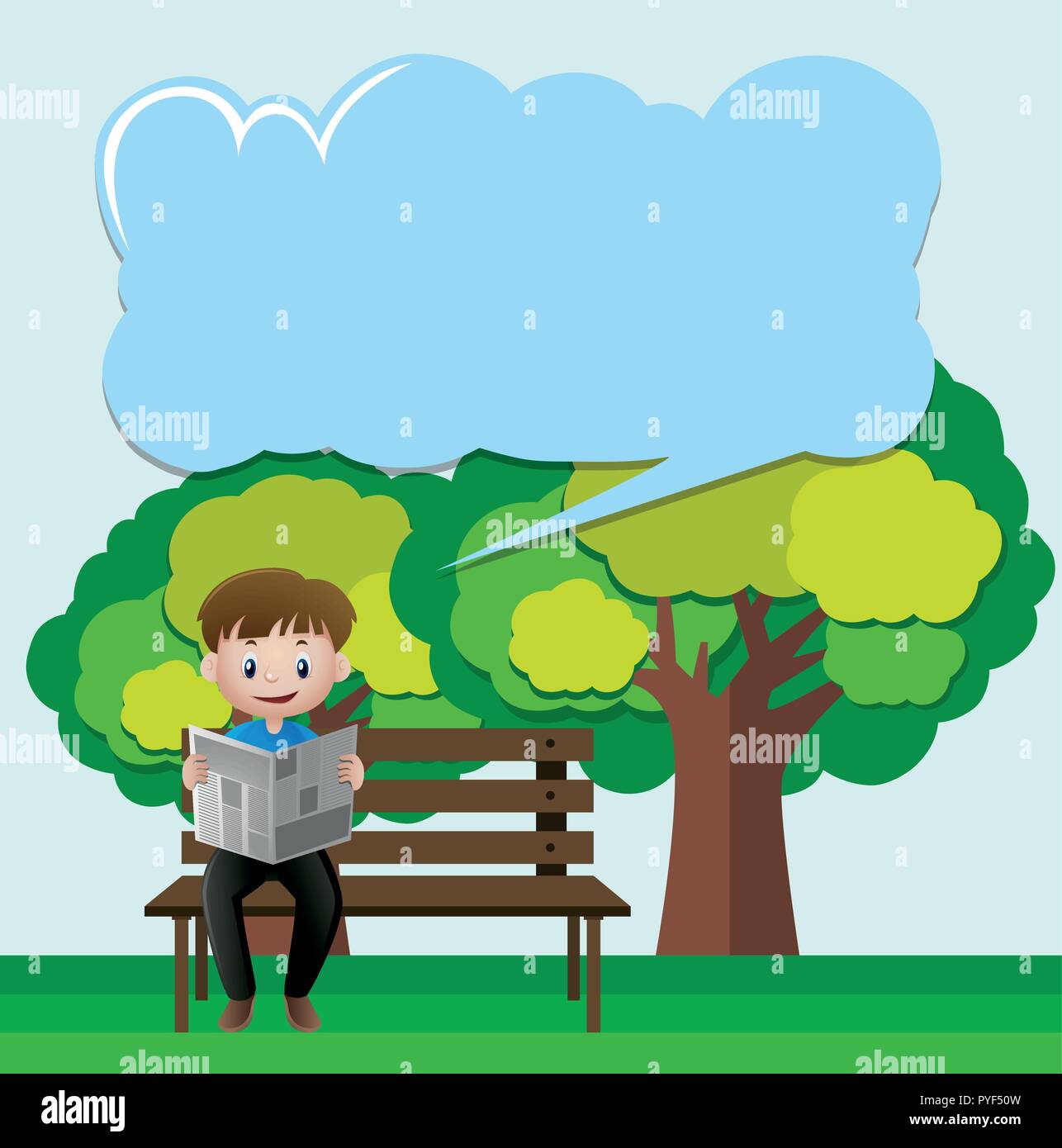 Border template with man reading papers illustration Stock Vector Image ...