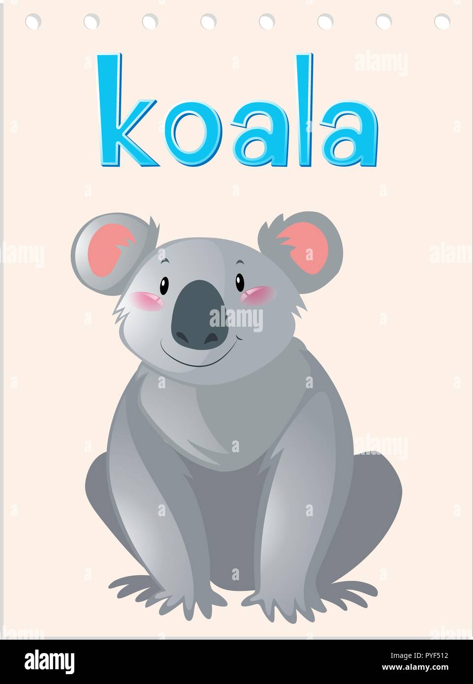 Flashcard animal with koala illustration Stock Vector Image & Art - Alamy