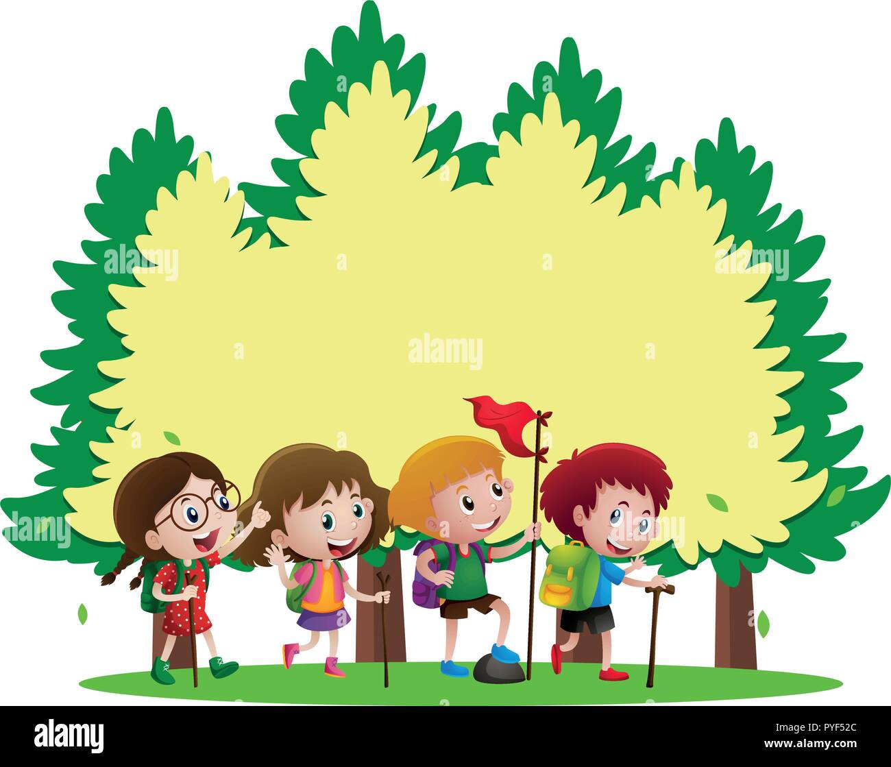 Border template with kids hiking illustration Stock Vector Image & Art ...