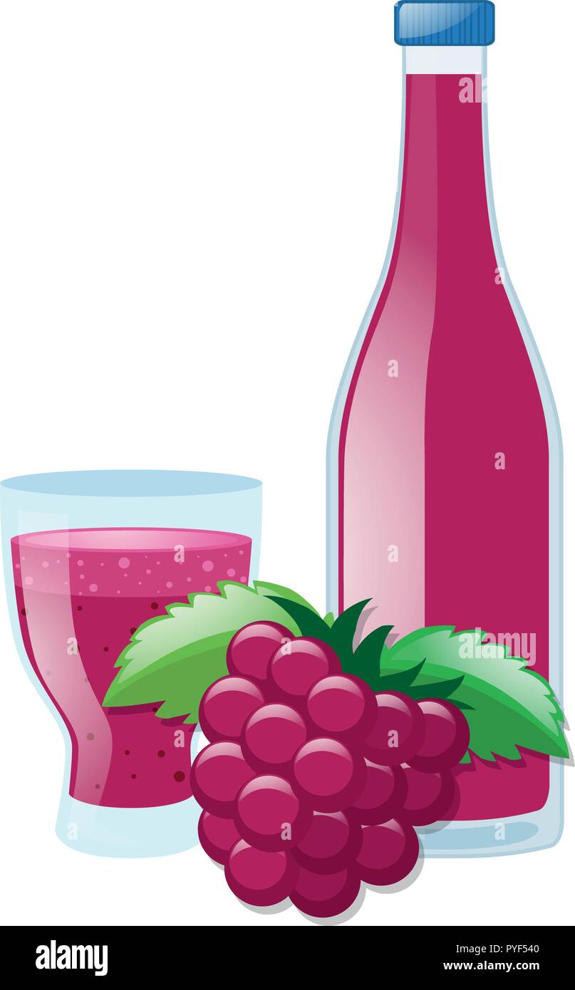 Fresh grapes and juice in bottle illustration Stock Vector Image & Art ...
