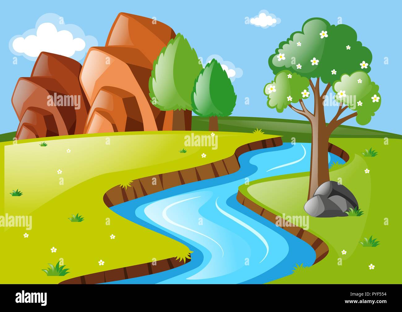Stream running through rocks Stock Vector Images - Alamy