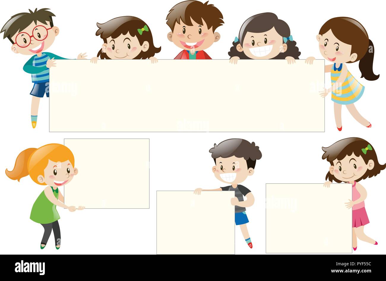 Children holding blank white boards illustration Stock Vector Image ...